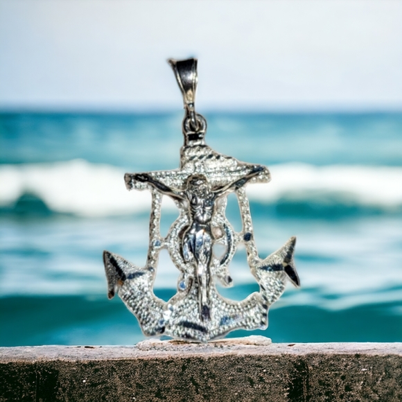 Accessories | Anchor With Crucifix 925 Stamped Silver | Poshmark